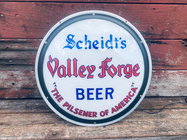Scheidt's Valley Forge Beer Glass Sign - Breweriana Aficionado