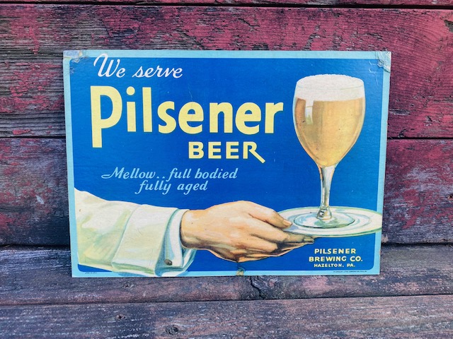 Pilsener Beer Cardboard Sign - Breweriana Aficionado